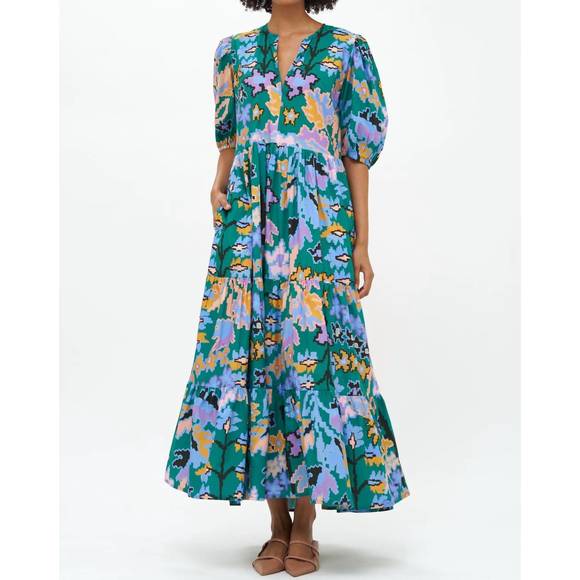 Oliphant | Dresses | New Oliphant Puff Sleeve Maxi Dress In Bukhara ...